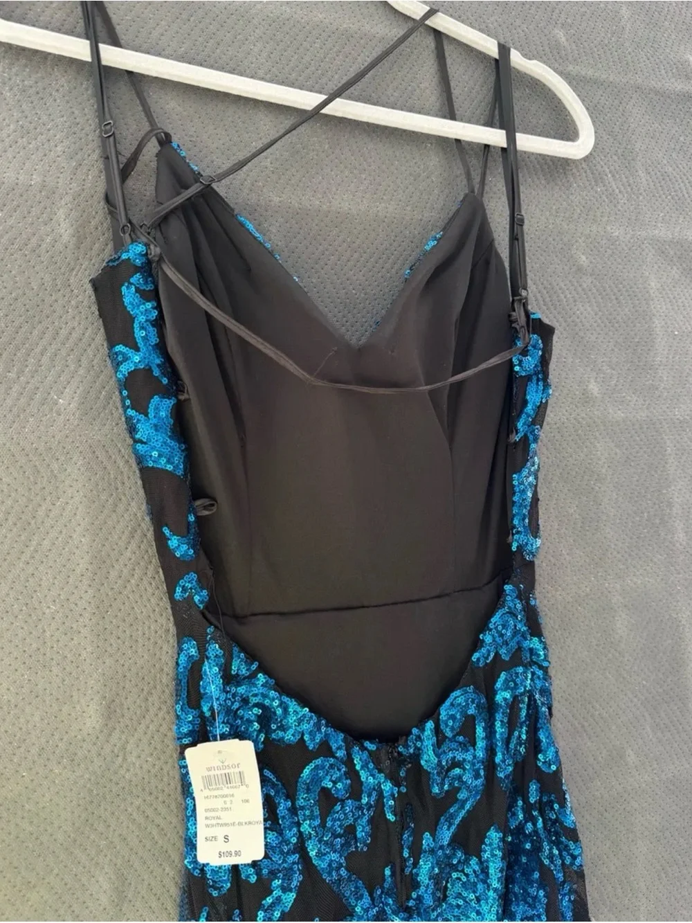 Windsor | Dresses | Windsor Black Gown With Bright Blue Sequin Overlay ...
